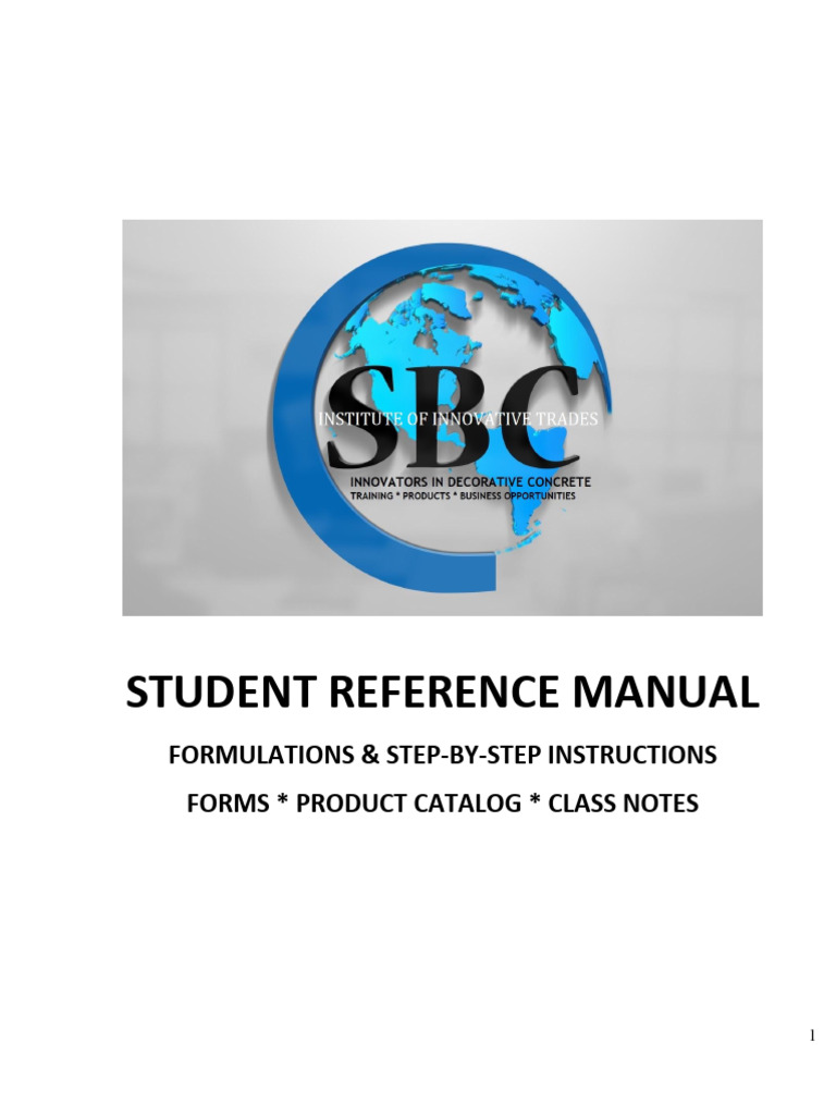 Business Pro Decorative Concrete Formulation & Tech Manual-2020 | PDF | Countertop | Concrete