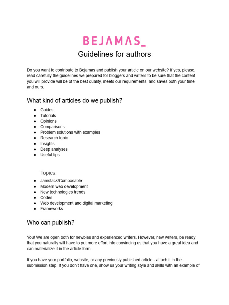 Bejamas Guidelines For Authors | PDF | Editing | Writing