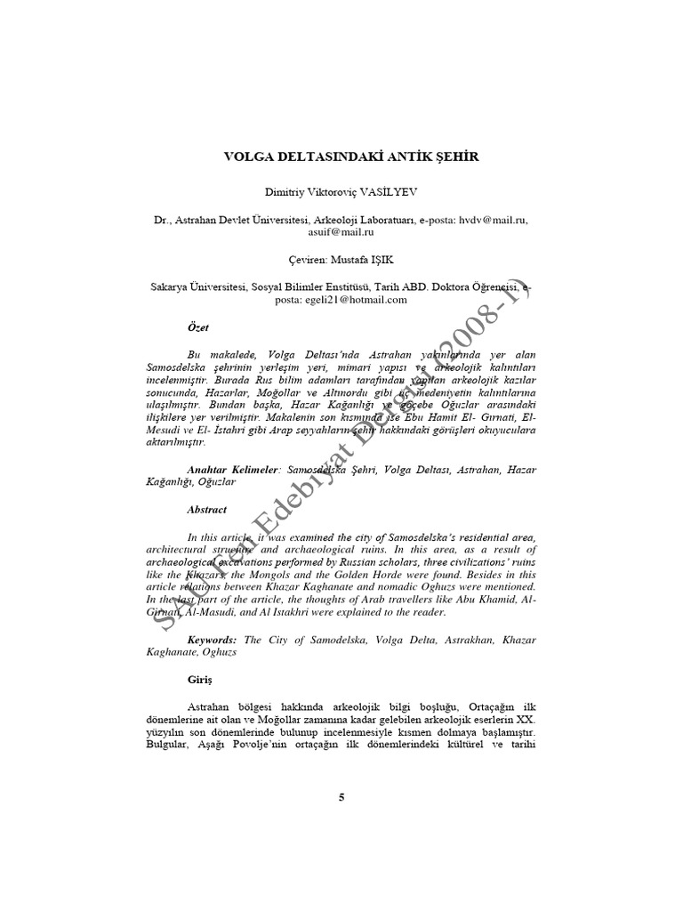 Volga Deltasindaki̇ Anti̇k Şehi̇r | PDF