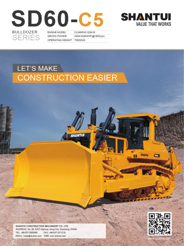 Shantui SD60-C5 Bulldozer Specs | PDF | Clutch | Automotive Industry