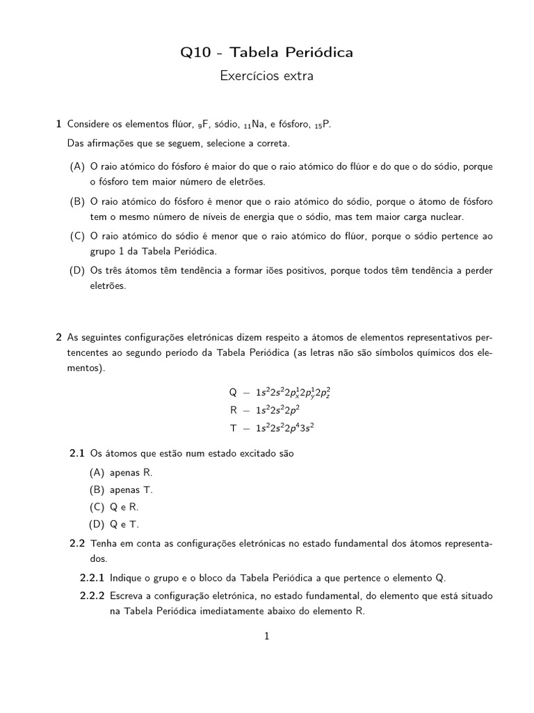 Tabela Periódica | PDF | Átomos | Tabela periódica