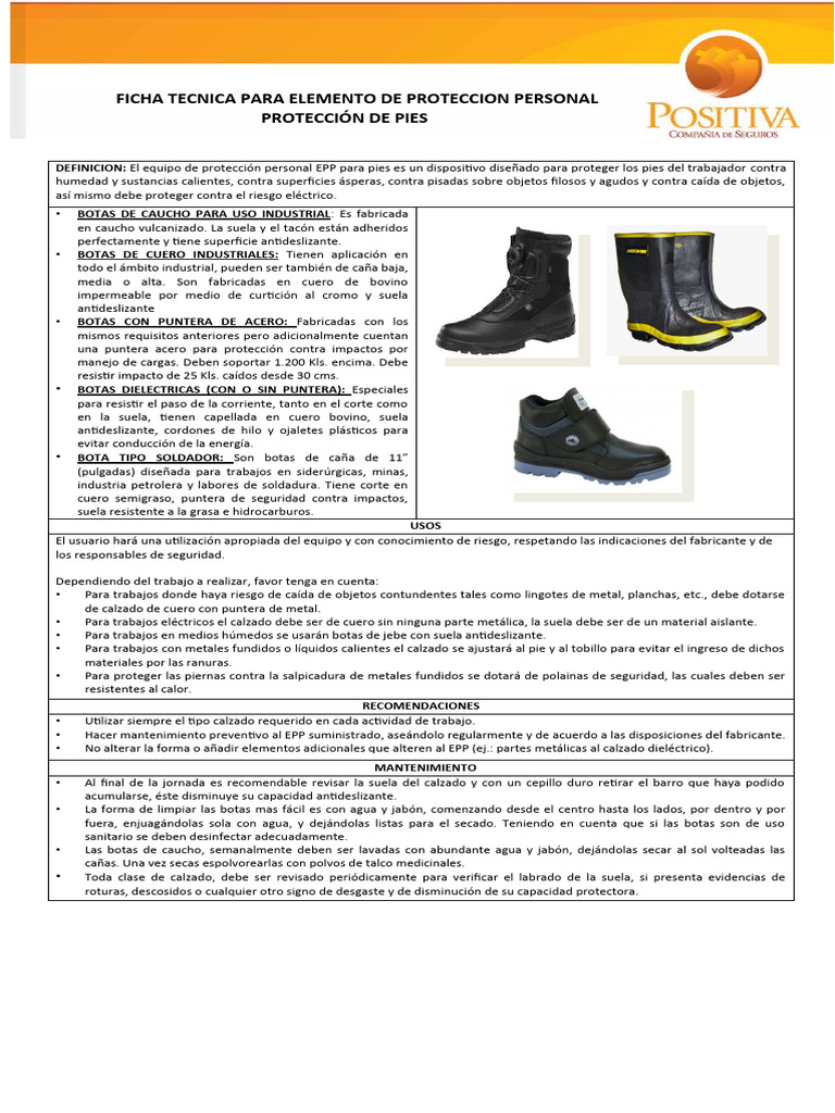 Ficha_tecnica_PIES | PDF | Bota | Soldadura