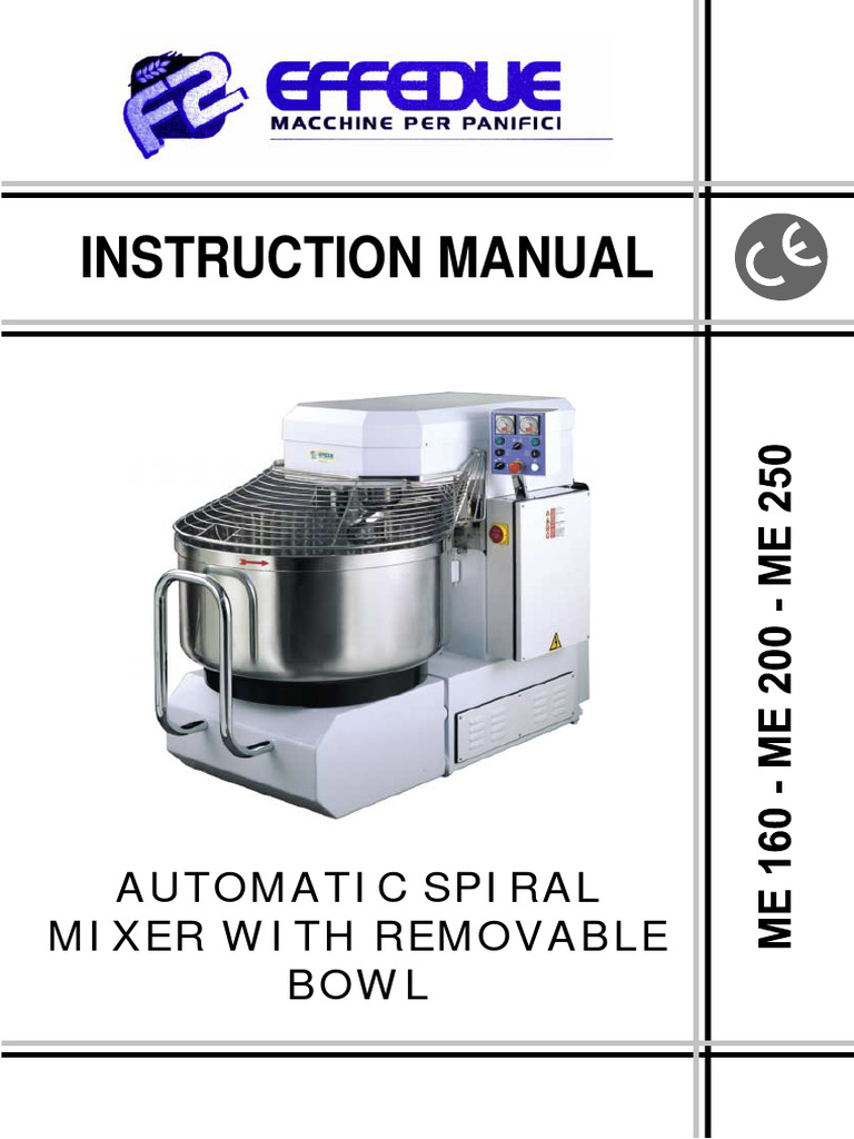 Manual for Automatic Spiral Mixer | PDF | Power Supply | Safety