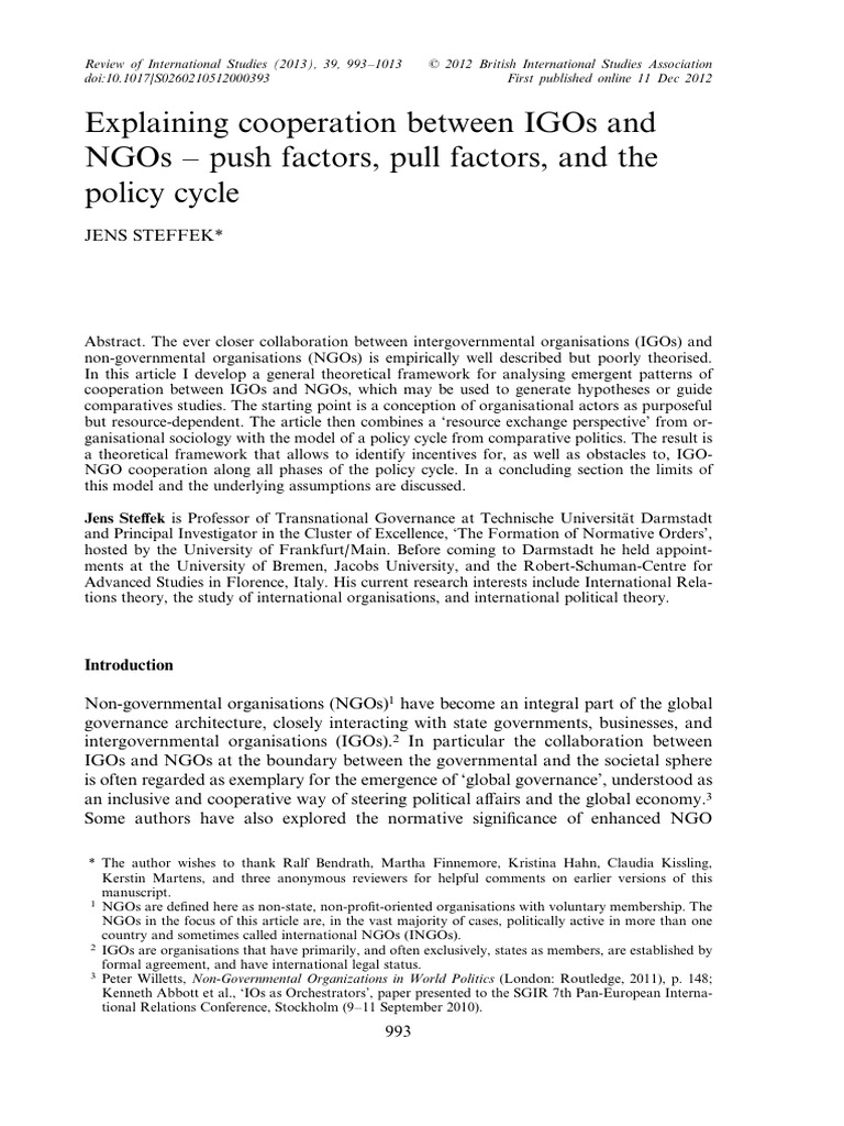 IGOs and NGOs: Cooperation Framework | PDF | Non Governmental ...