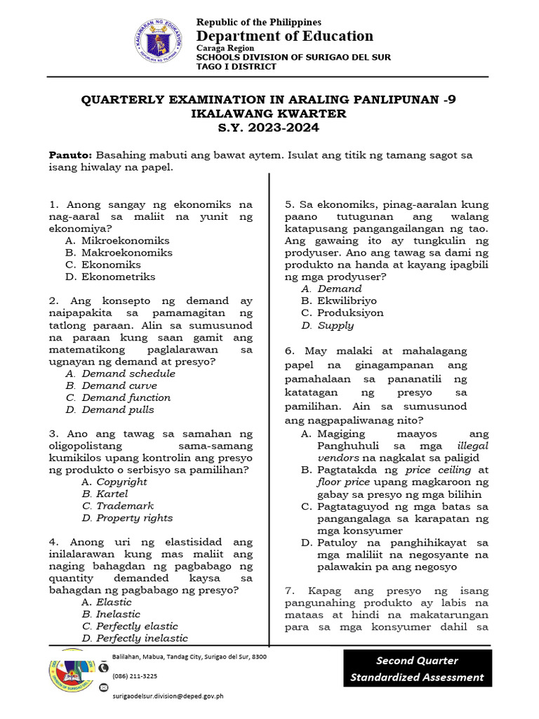 2nd Quarter Aral - Pan. 9 | PDF
