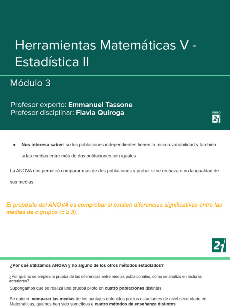 Herramientas Matemáticas V - Estadística II - Modulo 3 | PDF