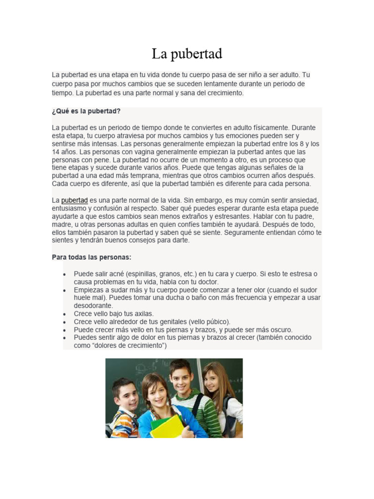 Cambios y características de la pubertad | PDF | Vejez | Adultos