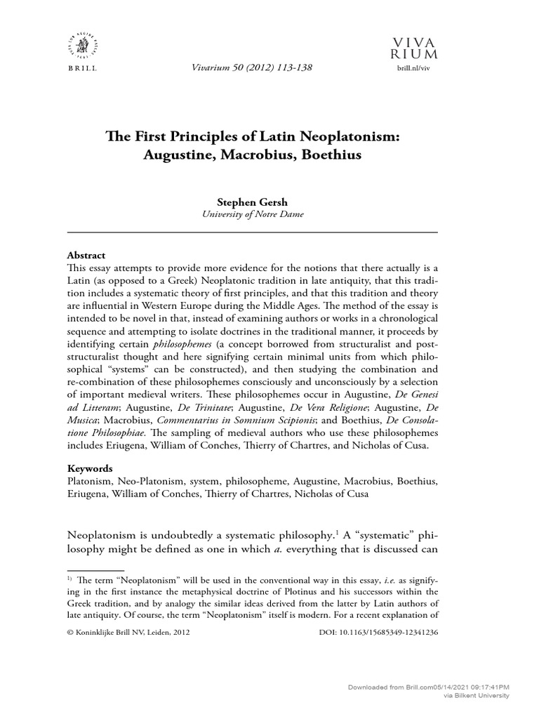 The First Principles of Latin Neoplatonism - Augustine, Macrobius ...