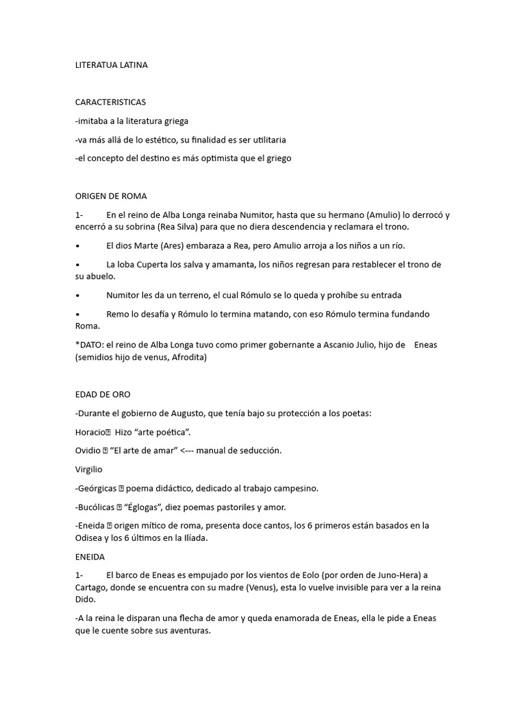 Literatua Latina | PDF | Romulus y Remus | Mitología romana