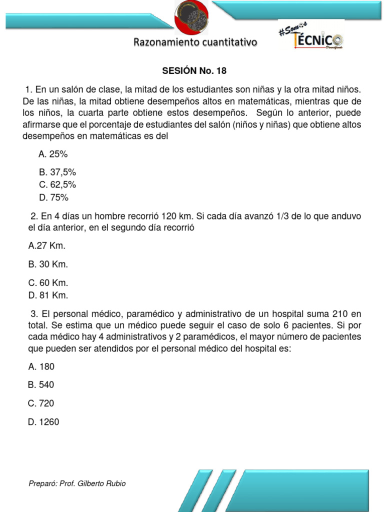 Sesión 18. Razonamiento Cuantitativo | PDF