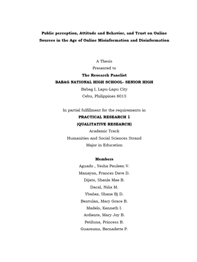 Practical Research 1 Cover Page Group 2 | PDF