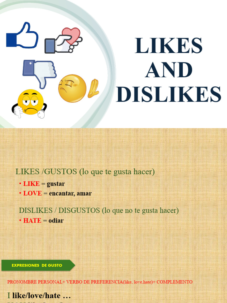 Likes and Dislikes Grammar Guide | PDF