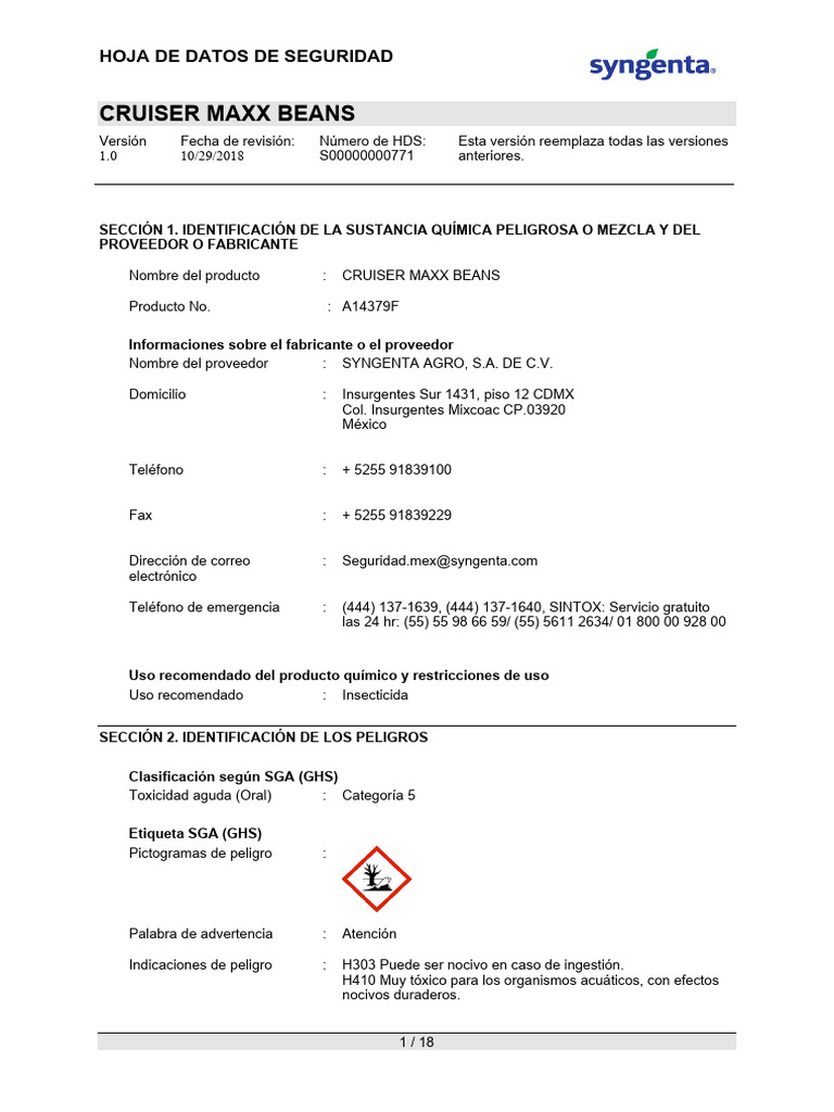 Hojadeseguridad Cruiser Maxx Beans | PDF | Carcinógeno | Trucha