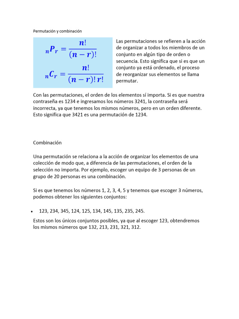 Permutación y Combinación | PDF