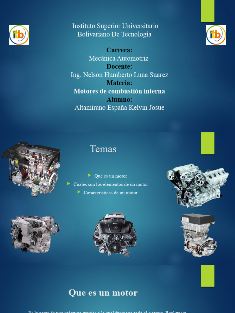 Componentes y Tipos de Motores Automotrices | PDF | Motor de combustión ...