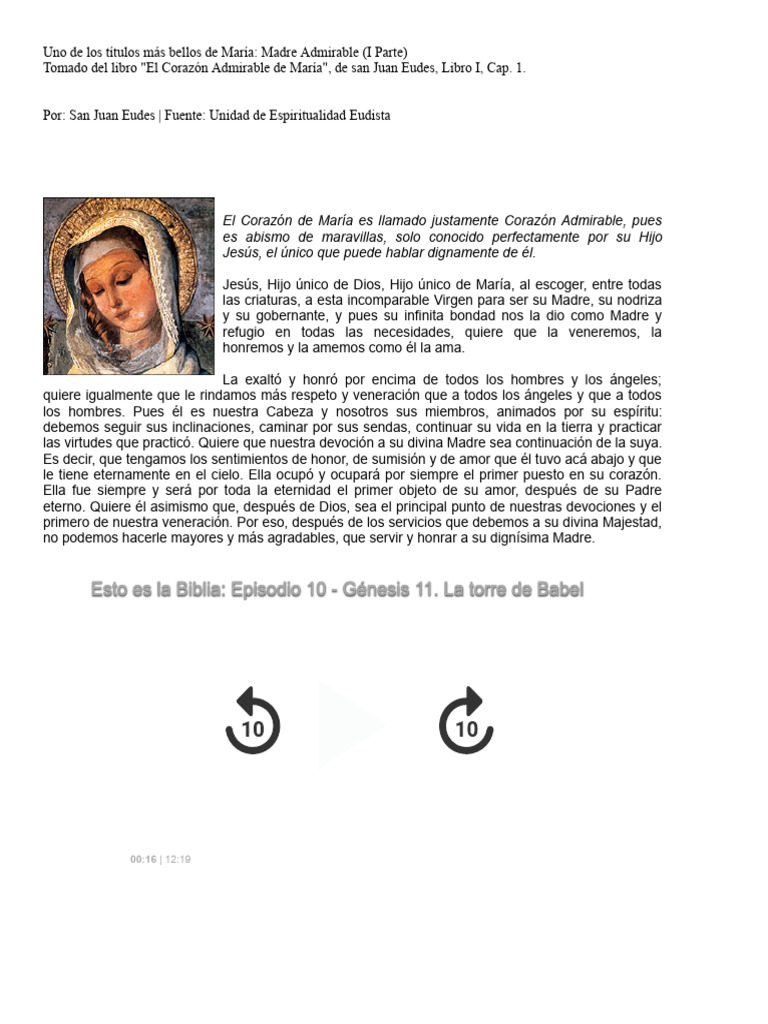 Uno de Los Títulos Más Bellos de María - Madre Admirable (I Parte ...
