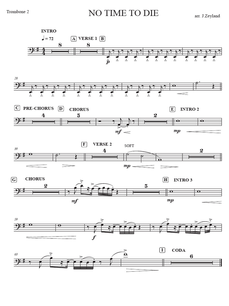No Time To Die - Trombone 2 | PDF | Song Structure | Performing Arts
