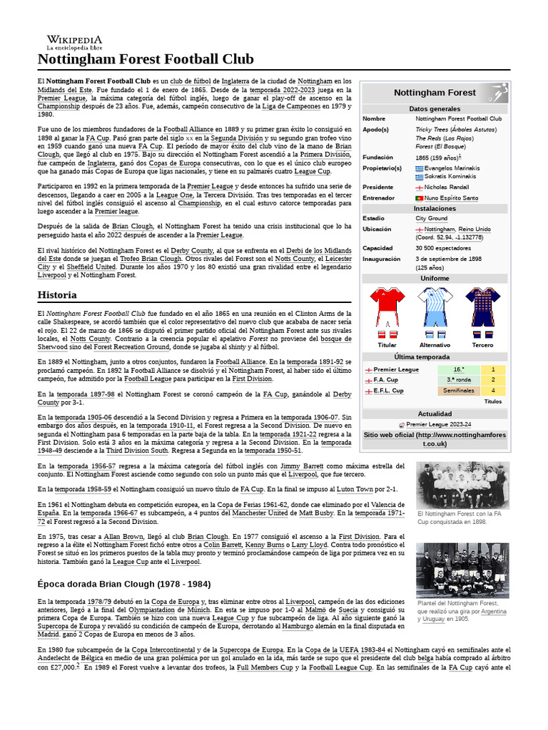 Nottingham Forest Football Club | PDF | Asociación de competiciones de ...