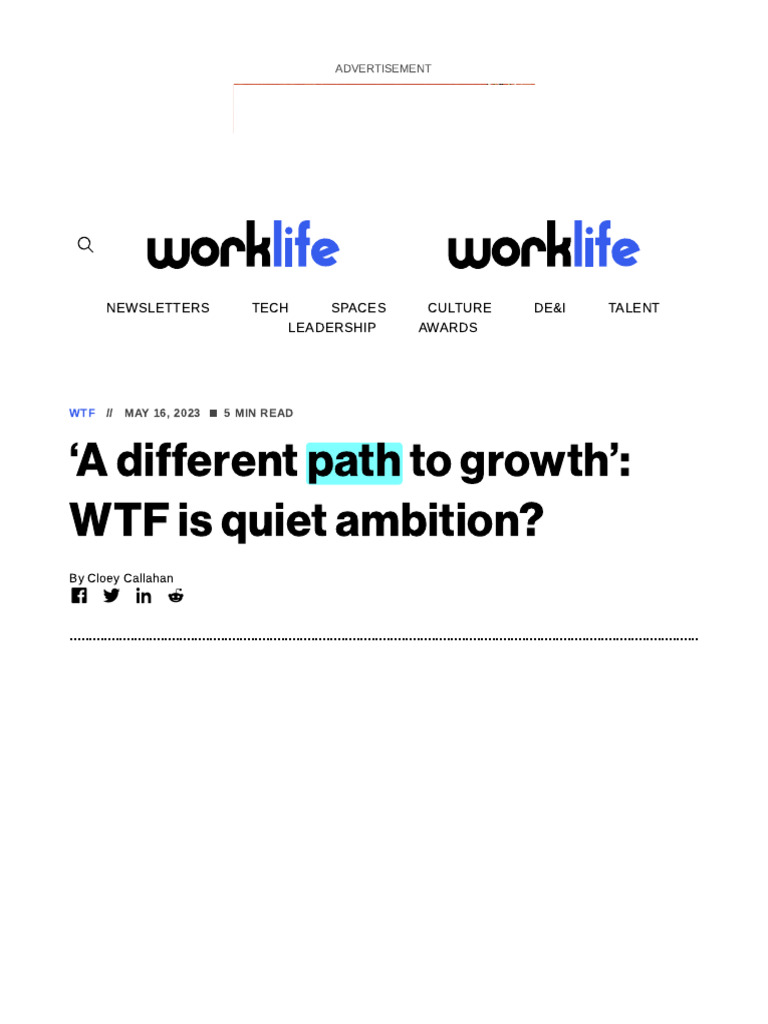 'A different path to growth'_ WTF is quiet ambition_ - WorkLife | PDF ...