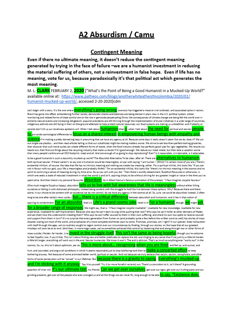 A2 Absurdism | PDF | Existentialism | Albert Camus