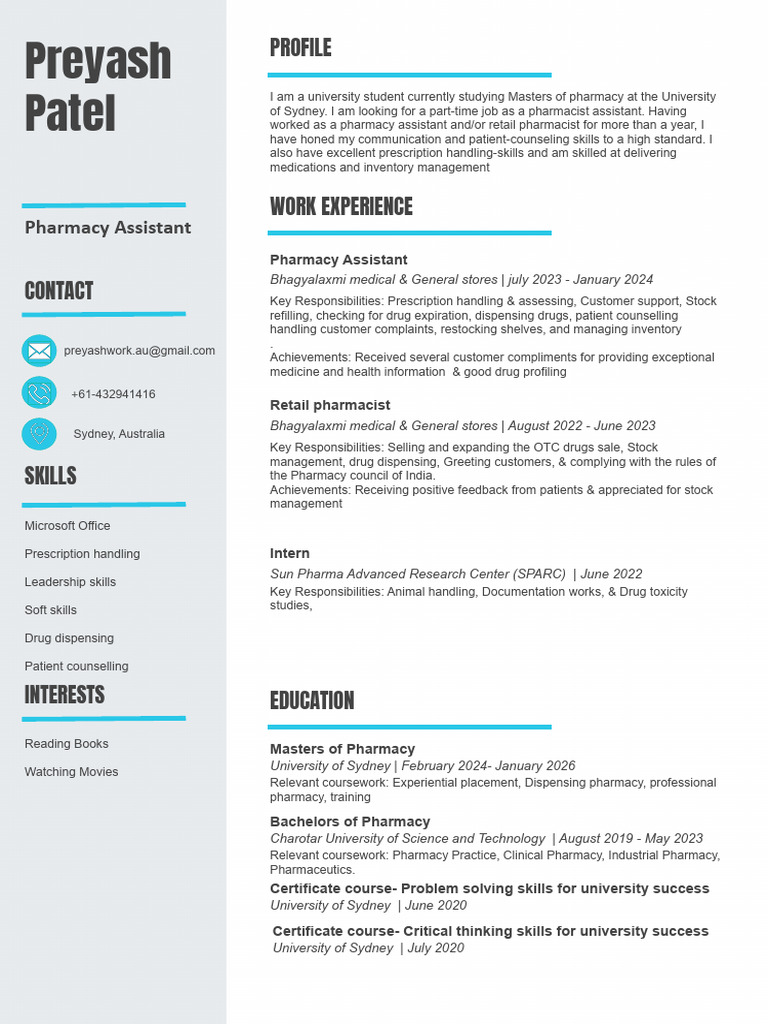 Resume Pharmacy Assistant | Download Free PDF | Pharmacy | Prescription ...