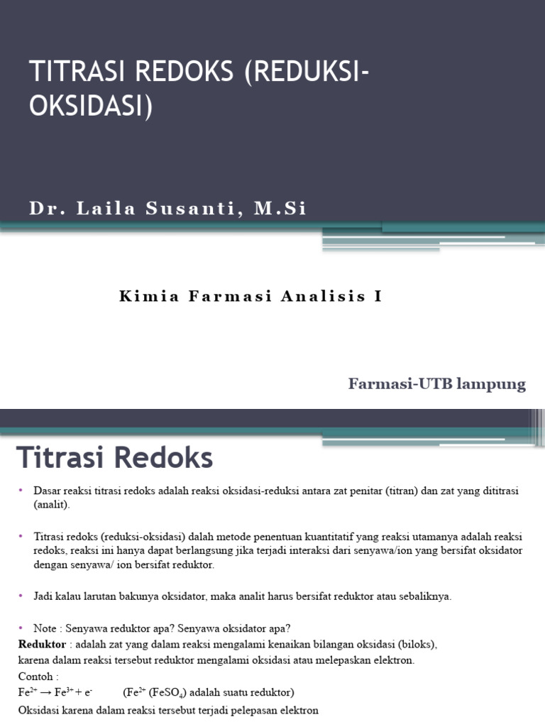 Titrasi Redoks (Reduksi-Oksidasi) | PDF