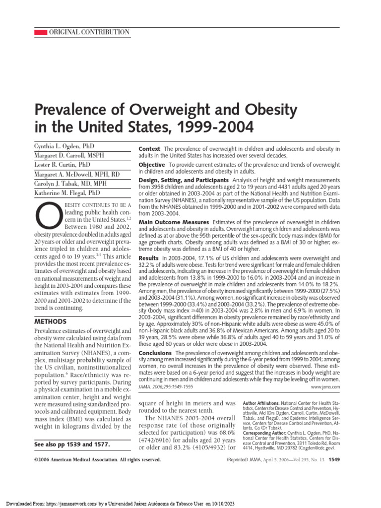 Prevalence of Overweight Obesity | PDF | Body Mass Index | Overweight