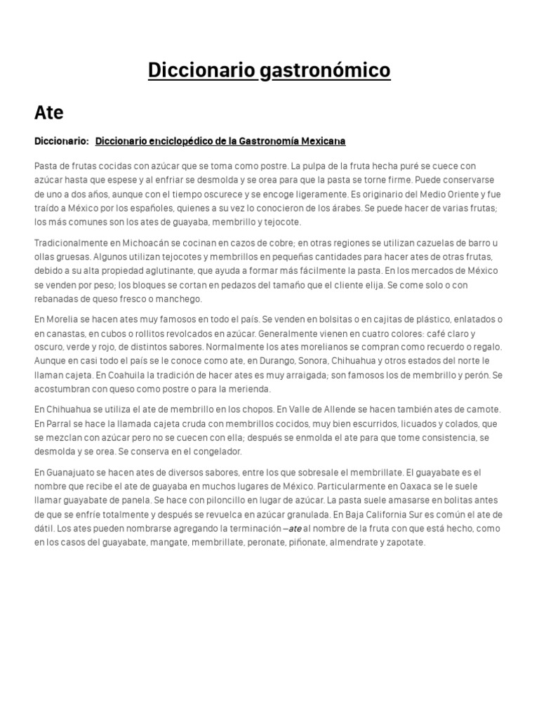 Palabras Diccionario Enciclopédico de La Gastronomía Mexicana Ate Larousse Cocina | PDF | Cocina ...
