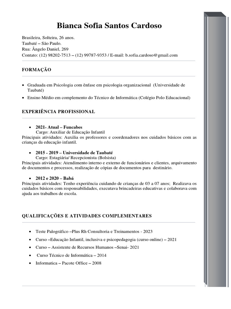 Bianca - Curriculo | PDF