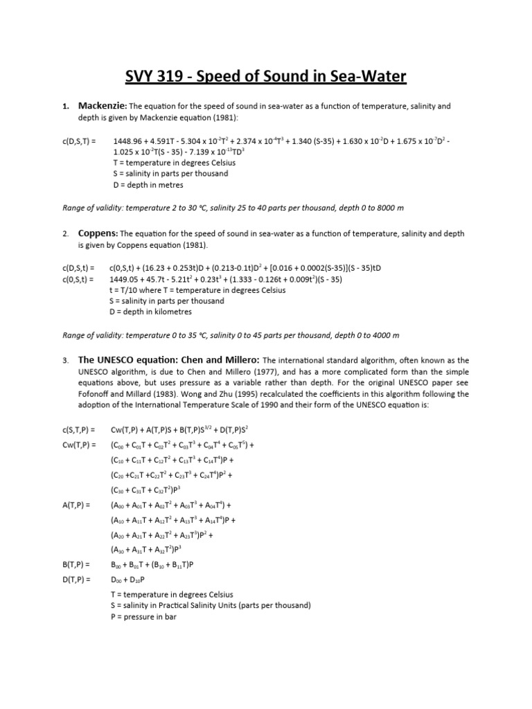 Lecture 5 Year 3-Speed of Sound in Sea | PDF | Oceans | Pressure