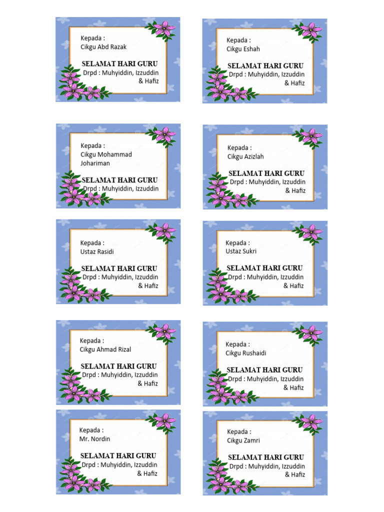 Label Selamat Hari Guru | PDF