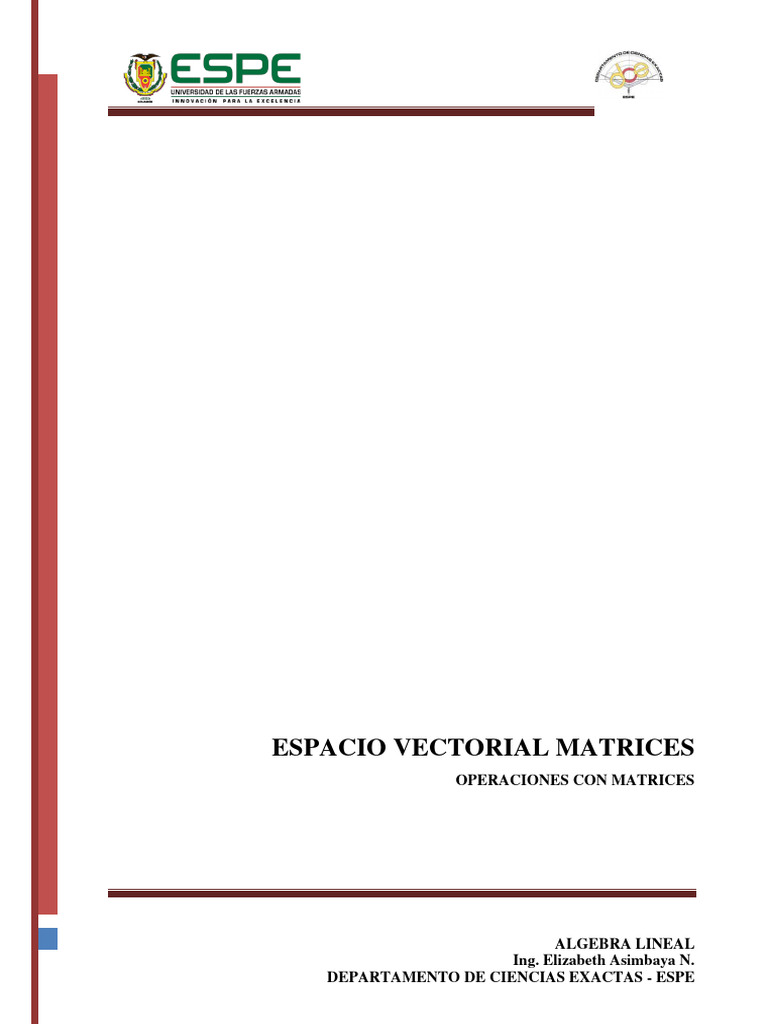 Espacio Vectorial Matrices Clase 2 Iu Pdf Matriz Matemáticas