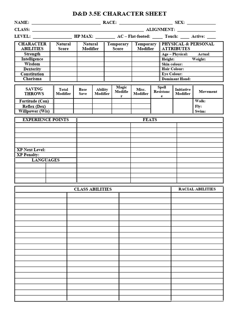 Basic Character Sheet-Skills Expansion | PDF