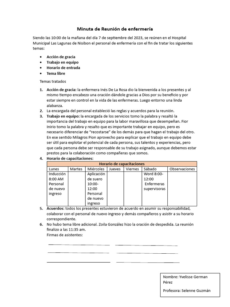 Practica de Minuta | PDF