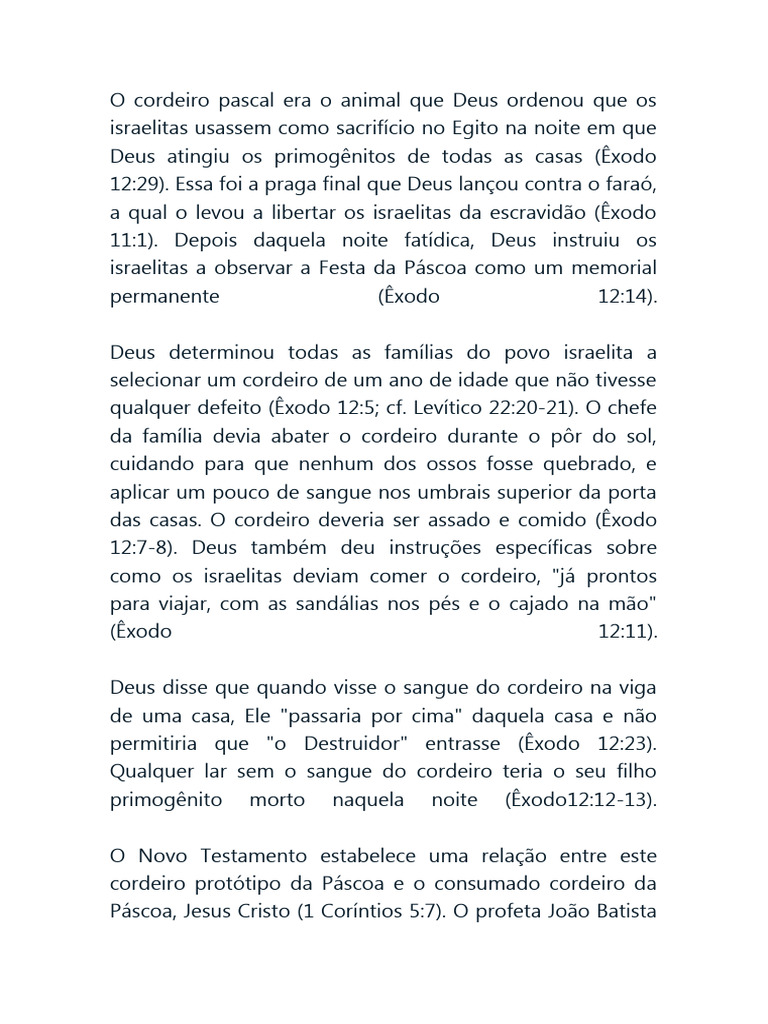 O Cordeiro de Deus | PDF | Páscoa | Páscoa judaica