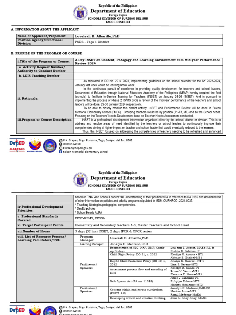 Inset Td2024 | PDF | Evaluation | Behavior Modification