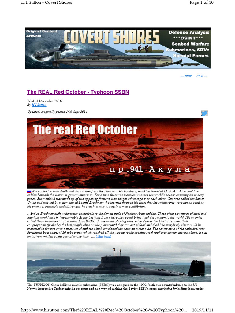 The REAL Red October - Typhoon SSBN | PDF | Submarines | Torpedo
