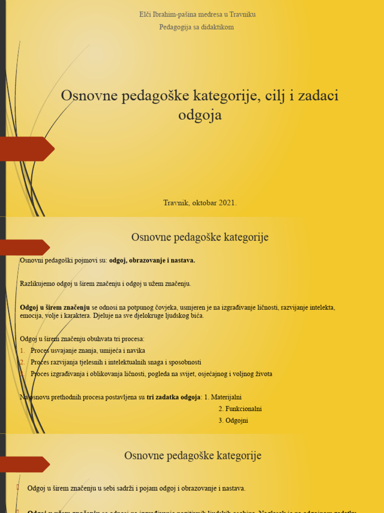 Osnovne Pedagoške Kategorije, Cilj I Zadaci Odgoja | PDF