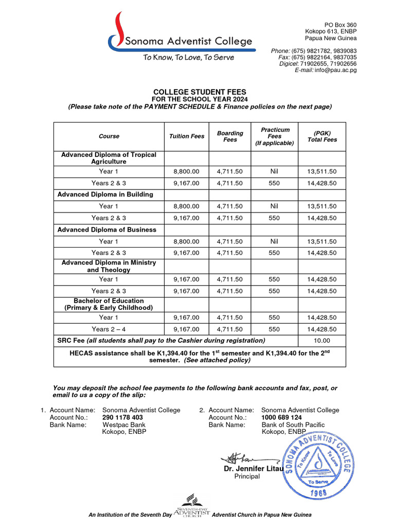 SAC 2024 Fees Structure and Policy | PDF | Fee | Banks