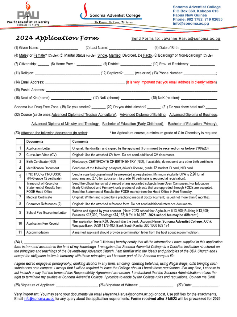 SAC 2024 Non School Leaver Application Form | PDF | Identity Document | Birth Certificate