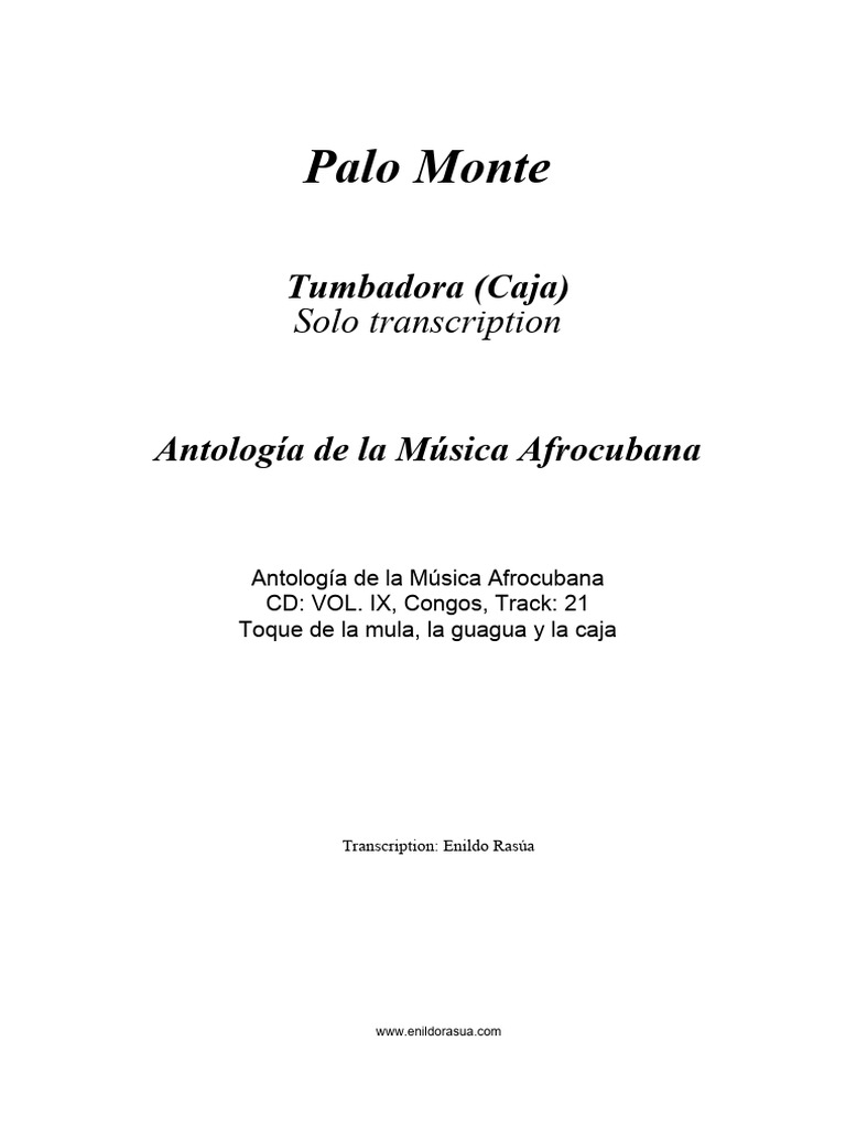 Palo Monte Tumbadora Caja Solo Transcrip | PDF