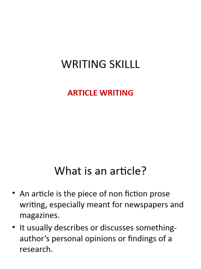 Article Writing Guide for Students | PDF | Water