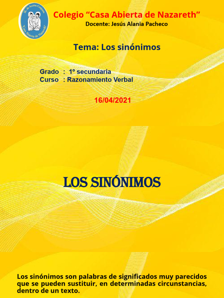 LOS SINÓNIMOS | PDF | Verbo | Semántica