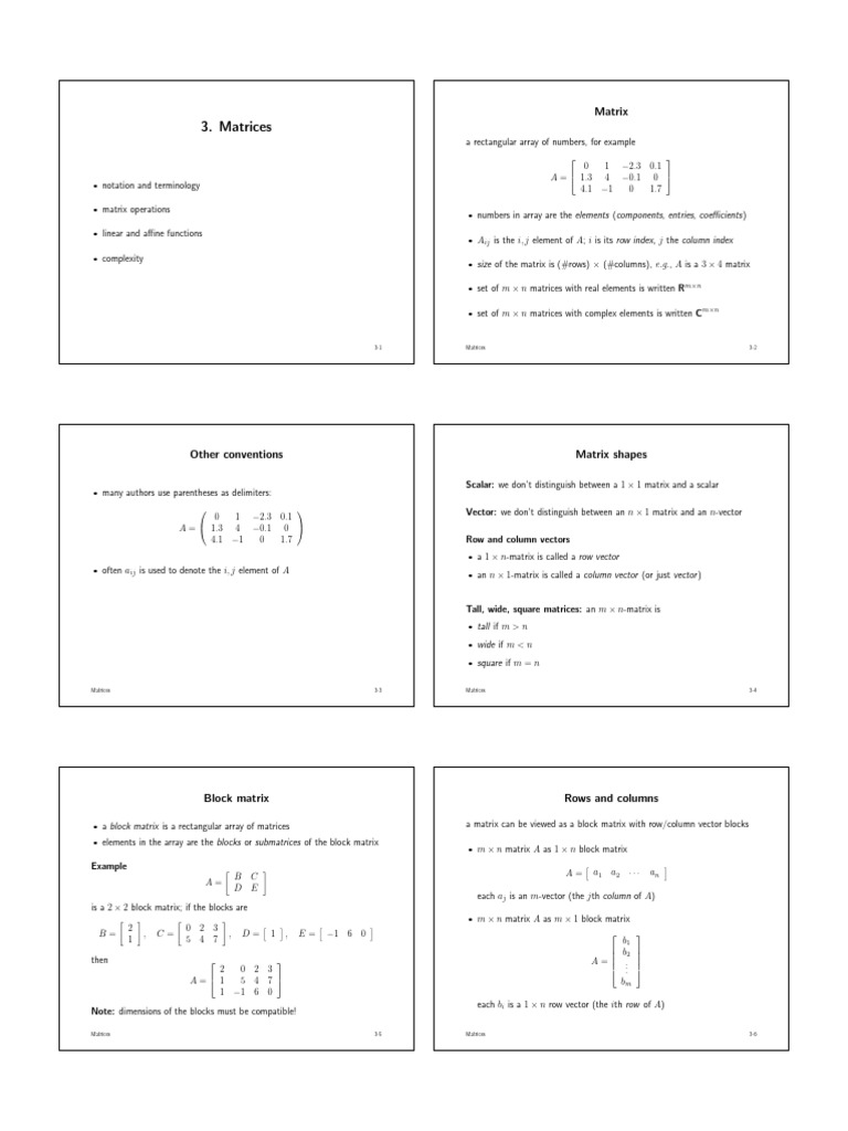 Matrices | PDF | Matrix (Mathematics) | Vector Space