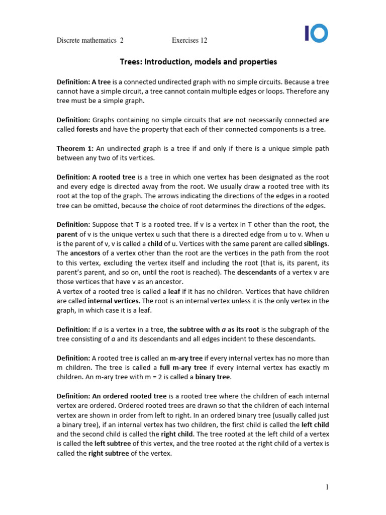 12 Trees, models and properties (Дрва) | PDF | Vertex (Graph Theory) | Discrete Mathematics