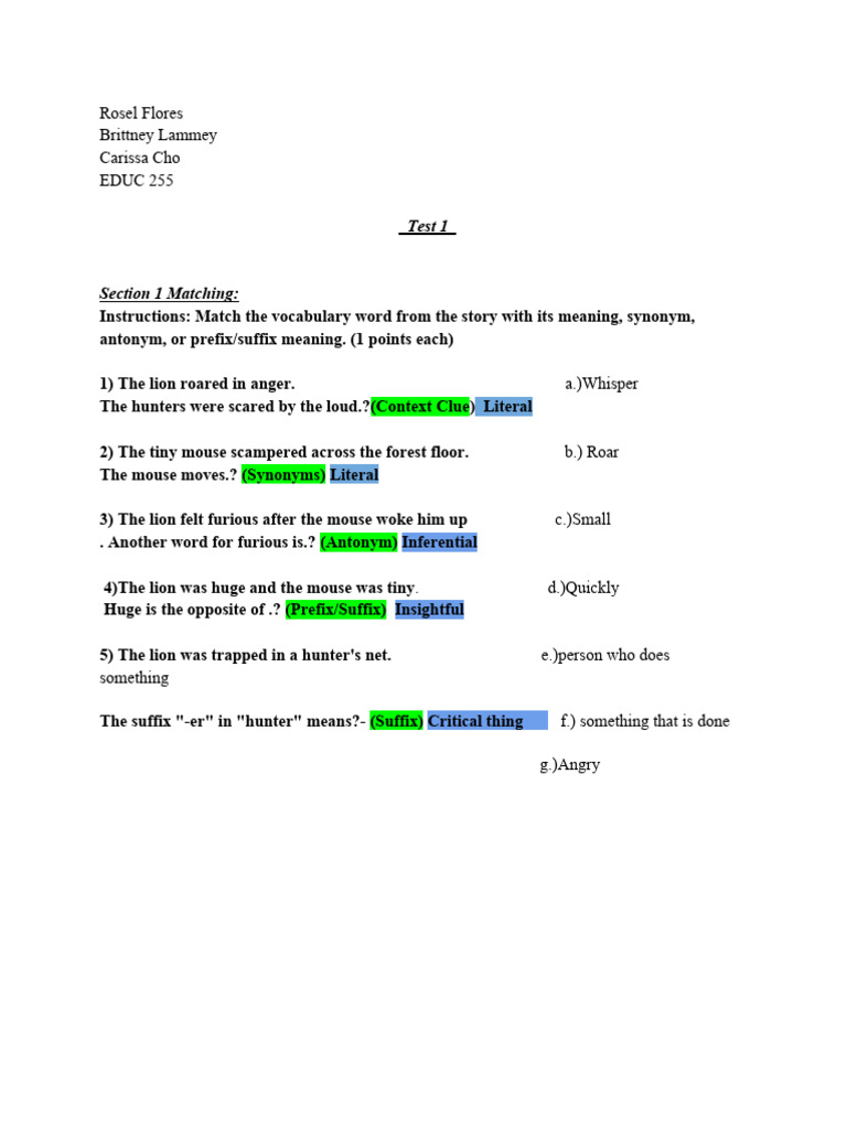 Final Work Test Items | PDF | Linguistic Typology | Language Mechanics