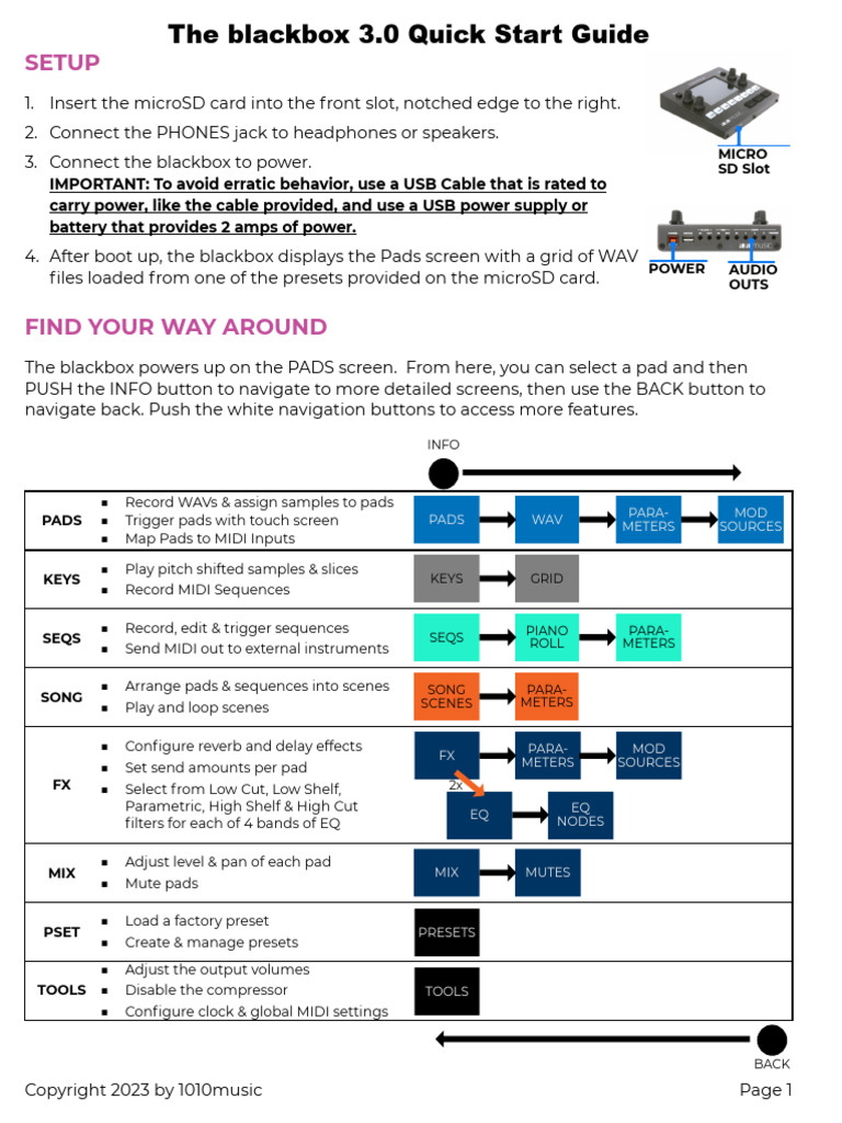 1010music Blackbox 3.0 Quick Start Guide 2023-04-11 | PDF | Synthesizer | Equalization (Audio)