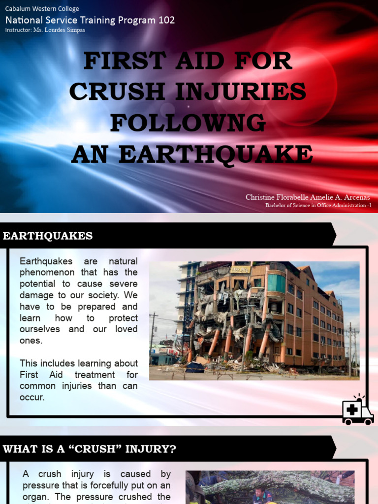 FIrst Aid For Crush Injuries | PDF | Injury | Wound