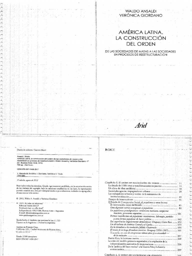 Ansaldi Waldo - America Latina La Construccion Del Orden Tomo II ...