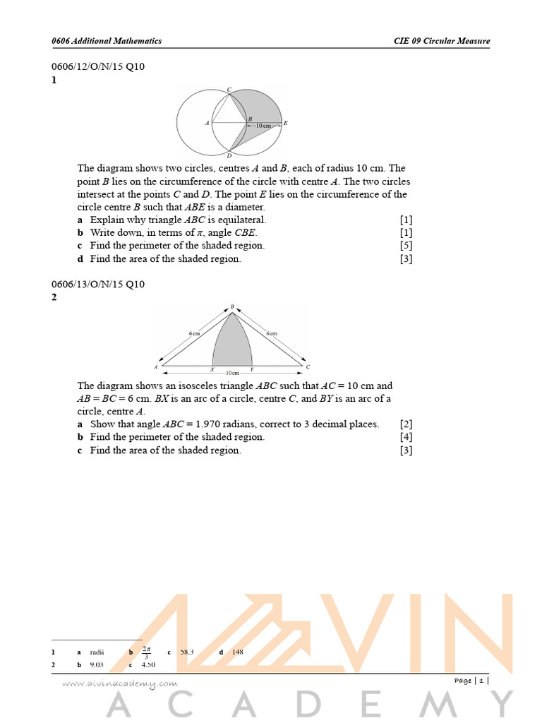 CIE09 Circular Measure | PDF | Angle | Circle